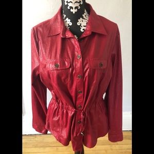 Southern Lady | Tops | Southern Lady Faux Red Leather Button Down Shirt ...